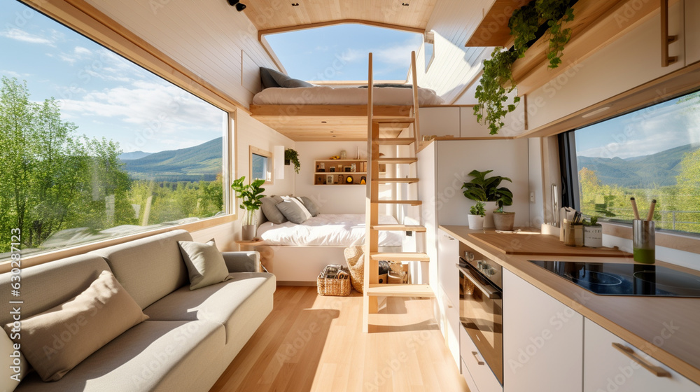 gemütliches modernes helles Tiny House in der Natur Stock Photo | Adobe Stock