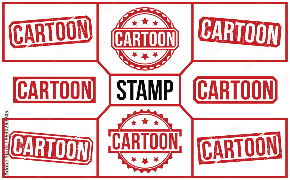 Cartoon stamp red rubber stamp on white background. Cartoon stamp sign ...