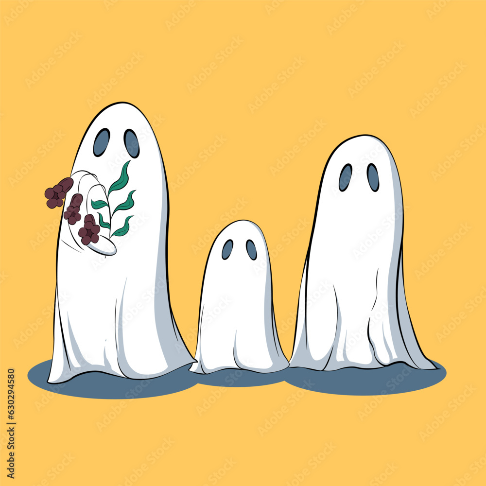 Cartoon Ghosts, Spooky vector, Halloween ghost. Characters for kids ...