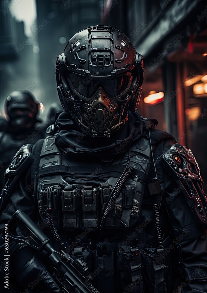 futuristic special forces soldier in full armor - created using ...