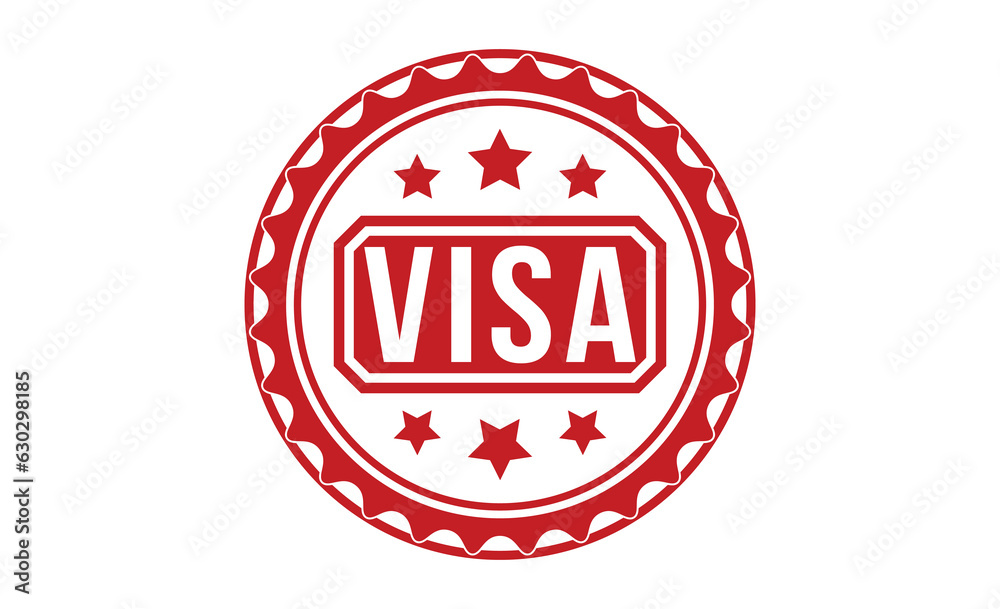 Visa stamp red rubber stamp on white background. Visa stamp sign. Visa ...