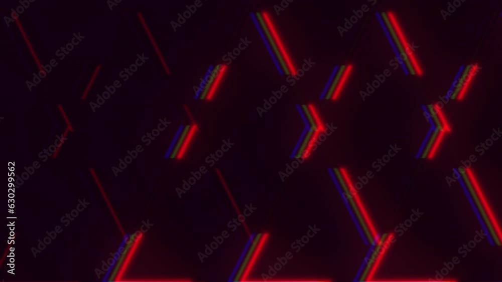 A vibrant red and blue light lines on a deep black background ...