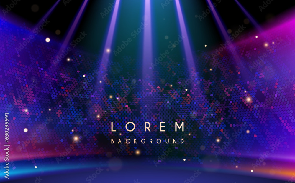 Photo & Art Print Neon stage lights template with sparks, d1sk