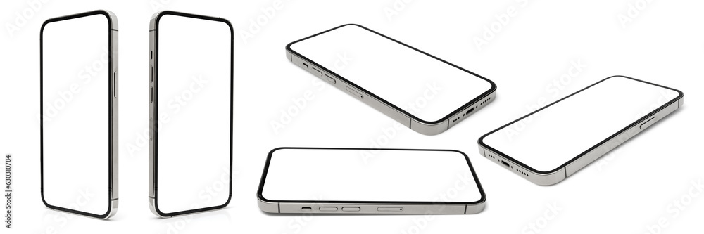 flat rays ,collection of smartphone mockup blank screen, mobile phone ...