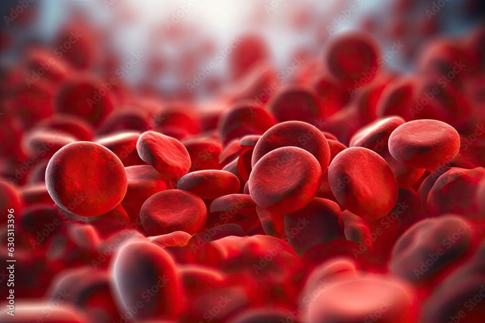 3d illustration of human red blood cells. Health care and medicine ...