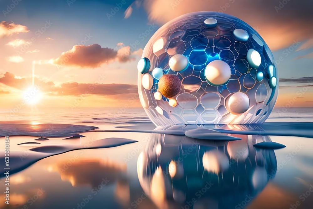 crystal ball on the water, scientific view of water and different ...