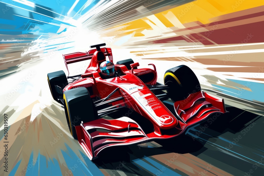 Formula one racer. Art of fast racing car. F1 driver competing at high ...