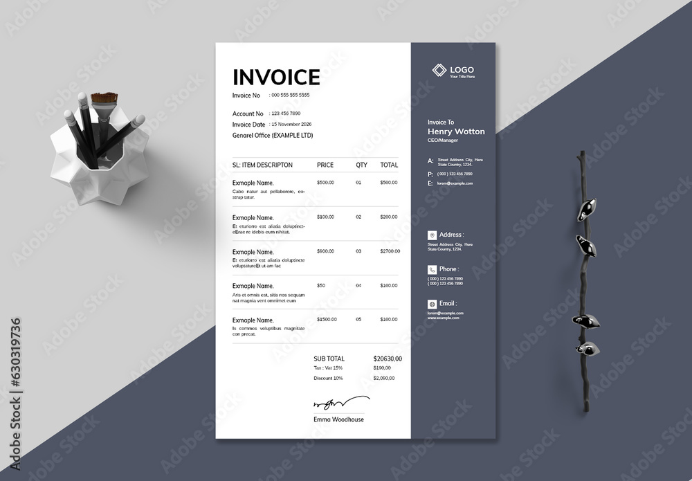 Invoice Layout Stock Template | Adobe Stock