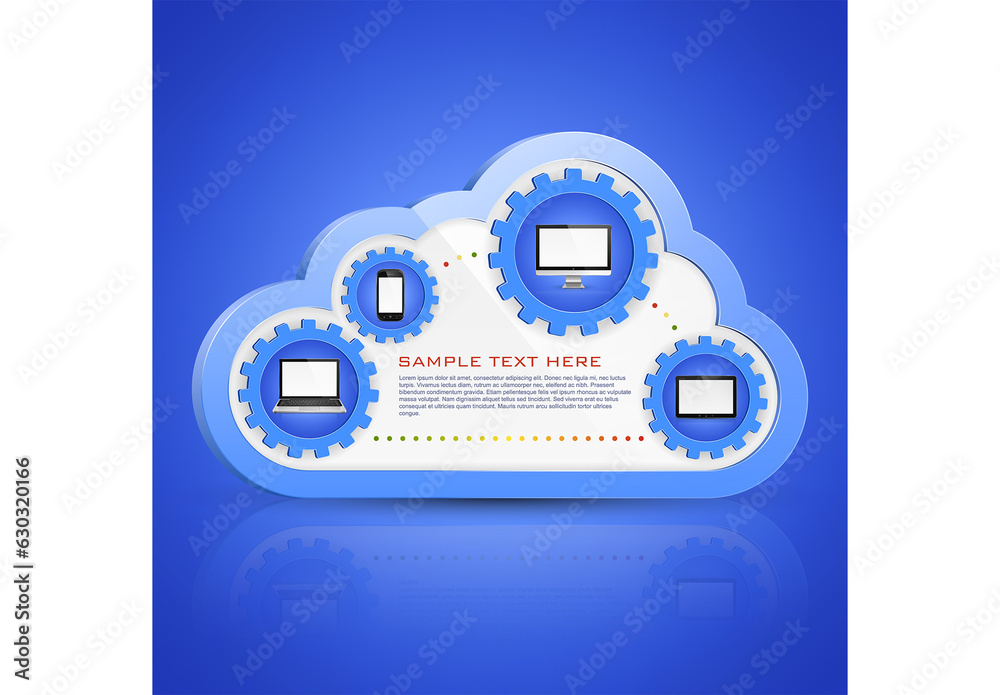Cloud computing concept on different electronic devices Stock Template ...