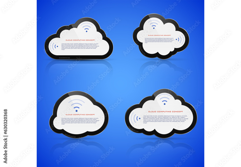 Vector illustration of abstract clouds on blue background. Cloud ...