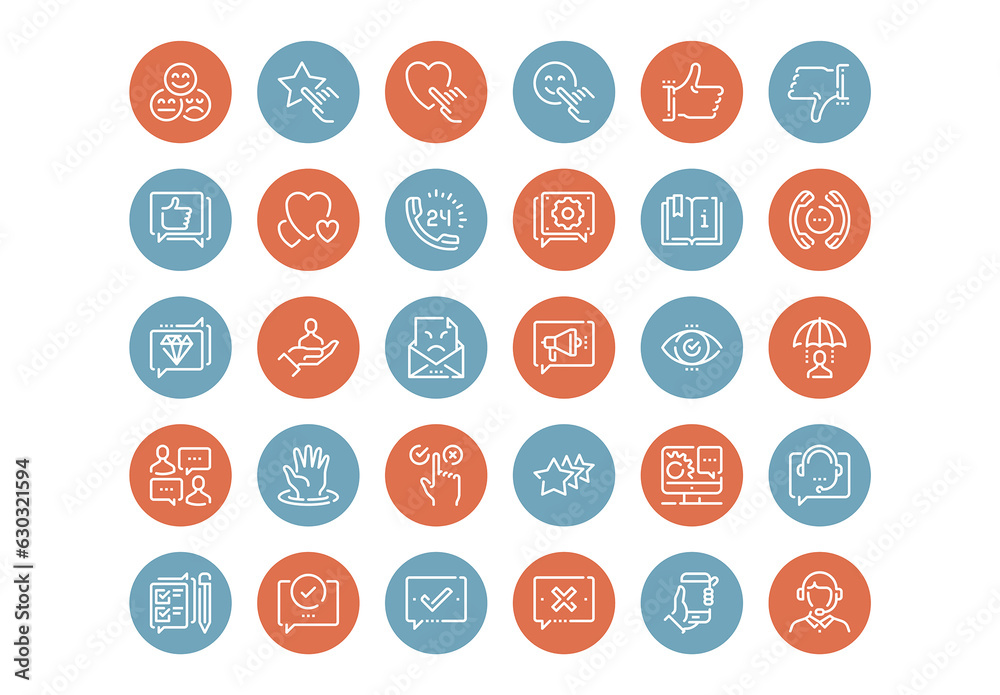 Vector set of customer relationship management flat line web icons ...