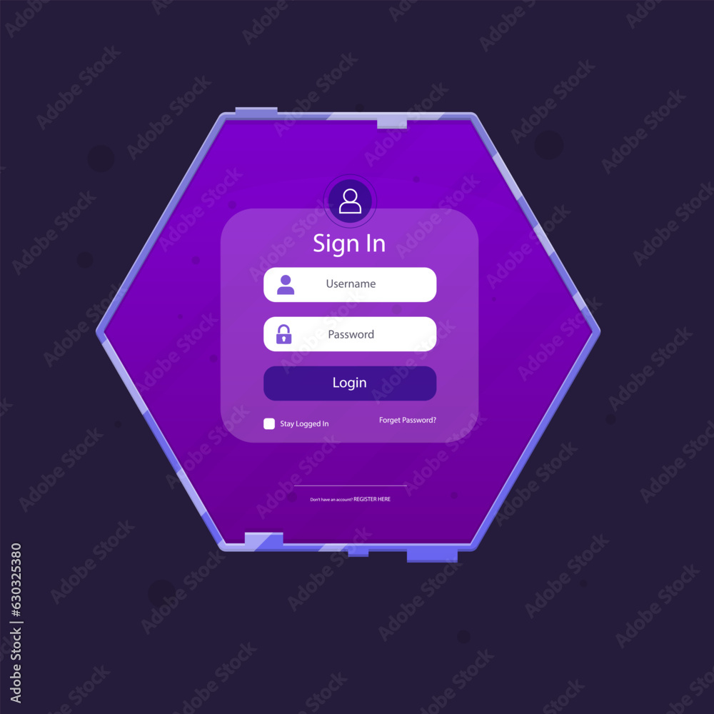 Sign In Form Game UI GUI Hud Futuristic Sci Fi Hexagon Pop Up Window ...