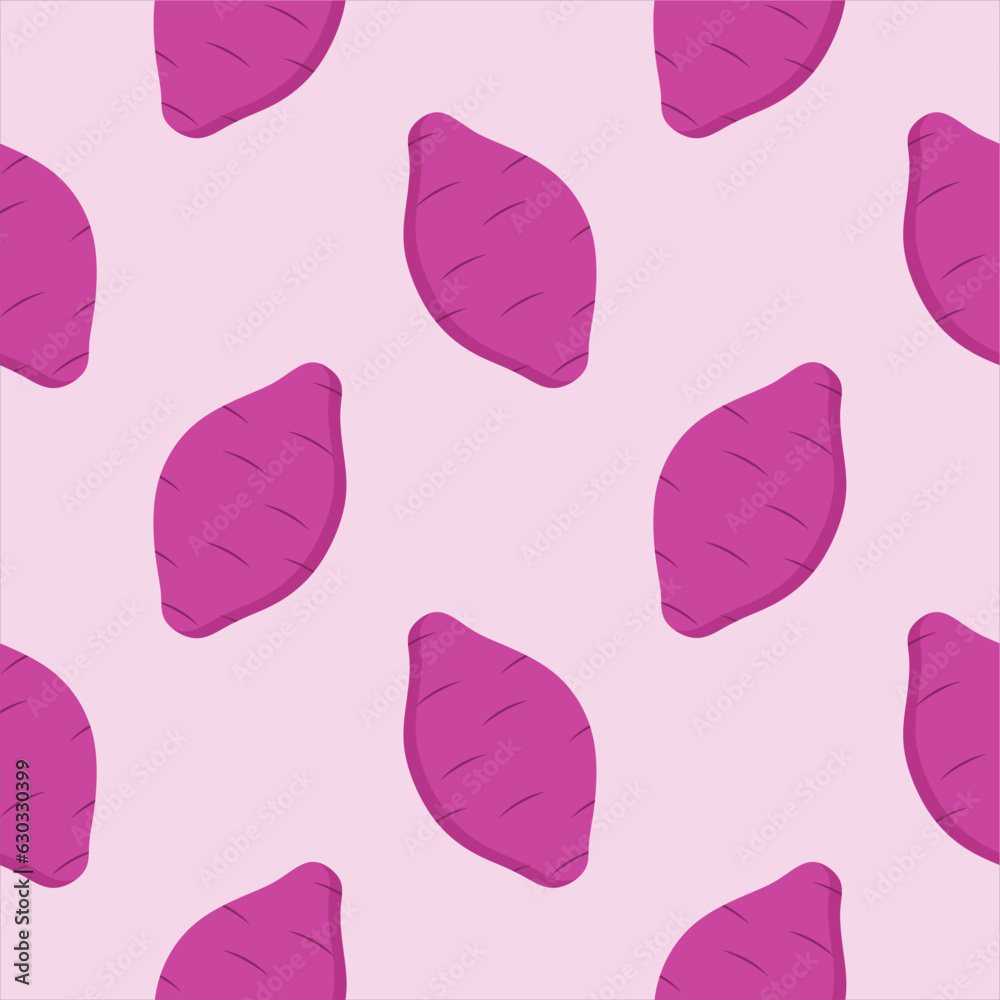 Purple sweet potato seamless pattern vector illustration, flat design ...