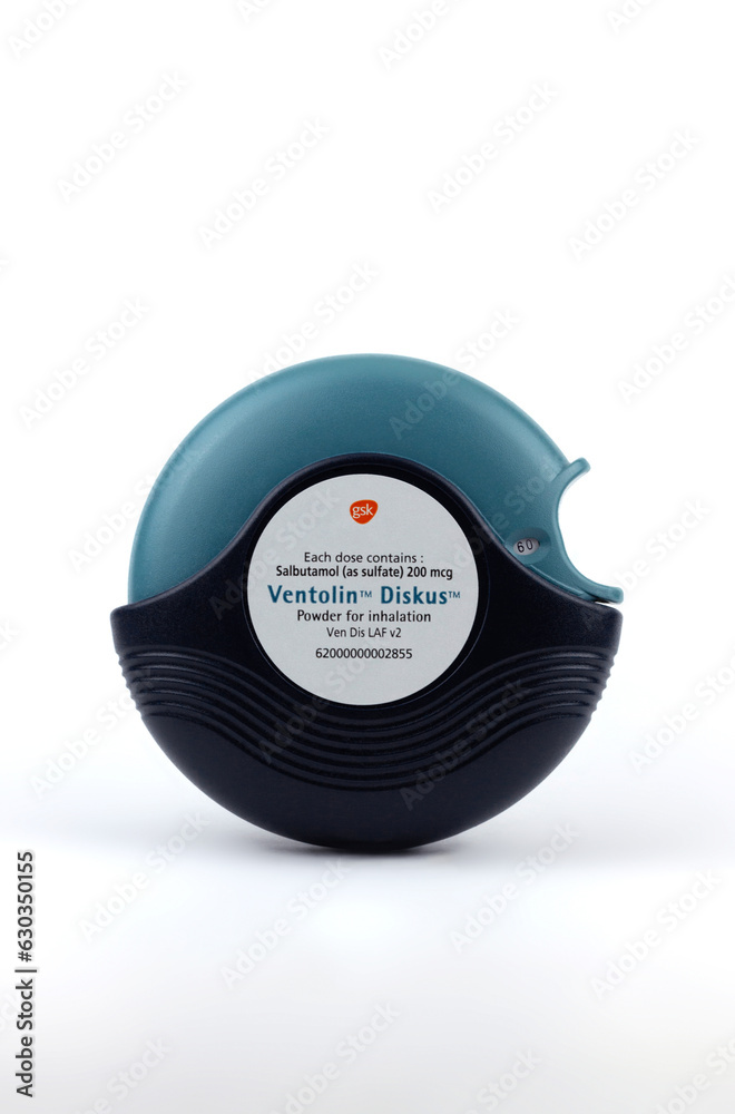 Illustrative Editorial of a Ventolin Diskus on a soft white background ...