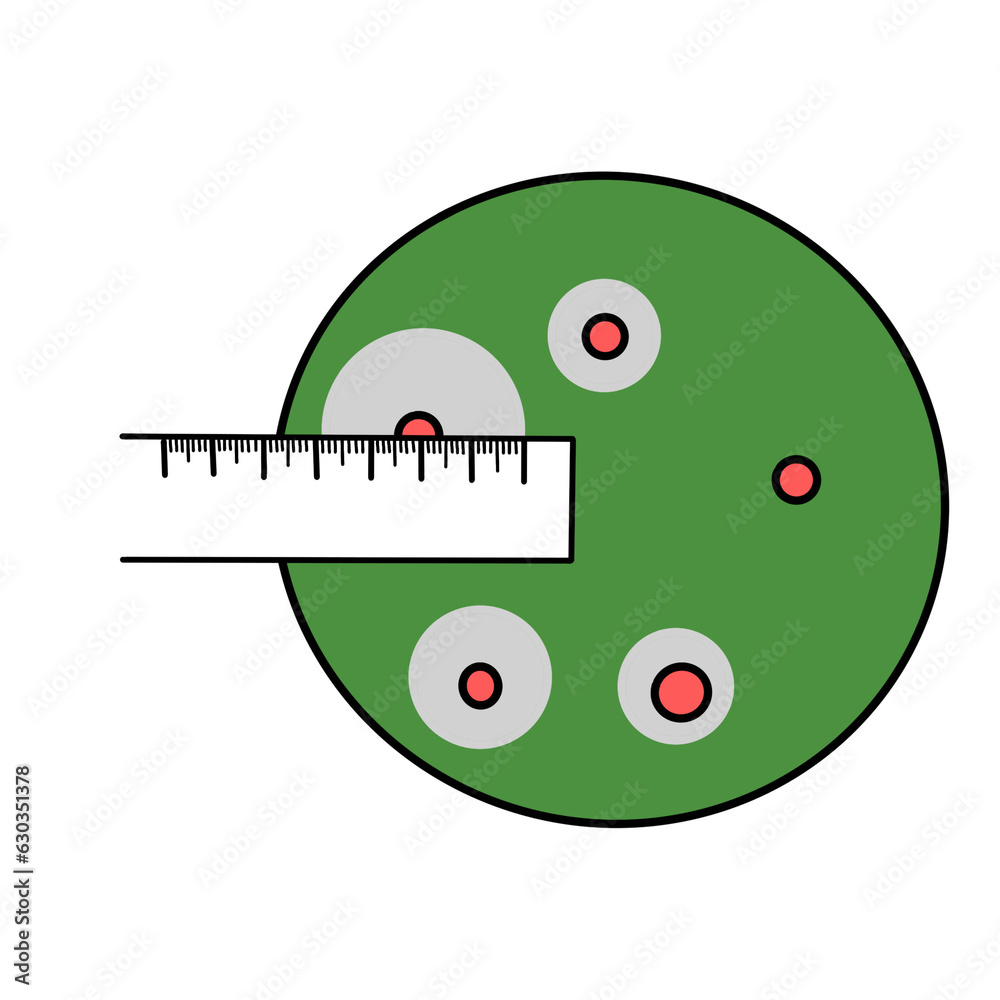 Measuring Inhibition Zone Antibiotics Science Illustration Drawing ...