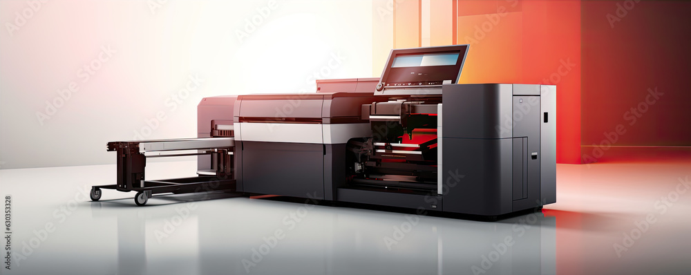 Modern large format printer. New design of format Printers on white ...