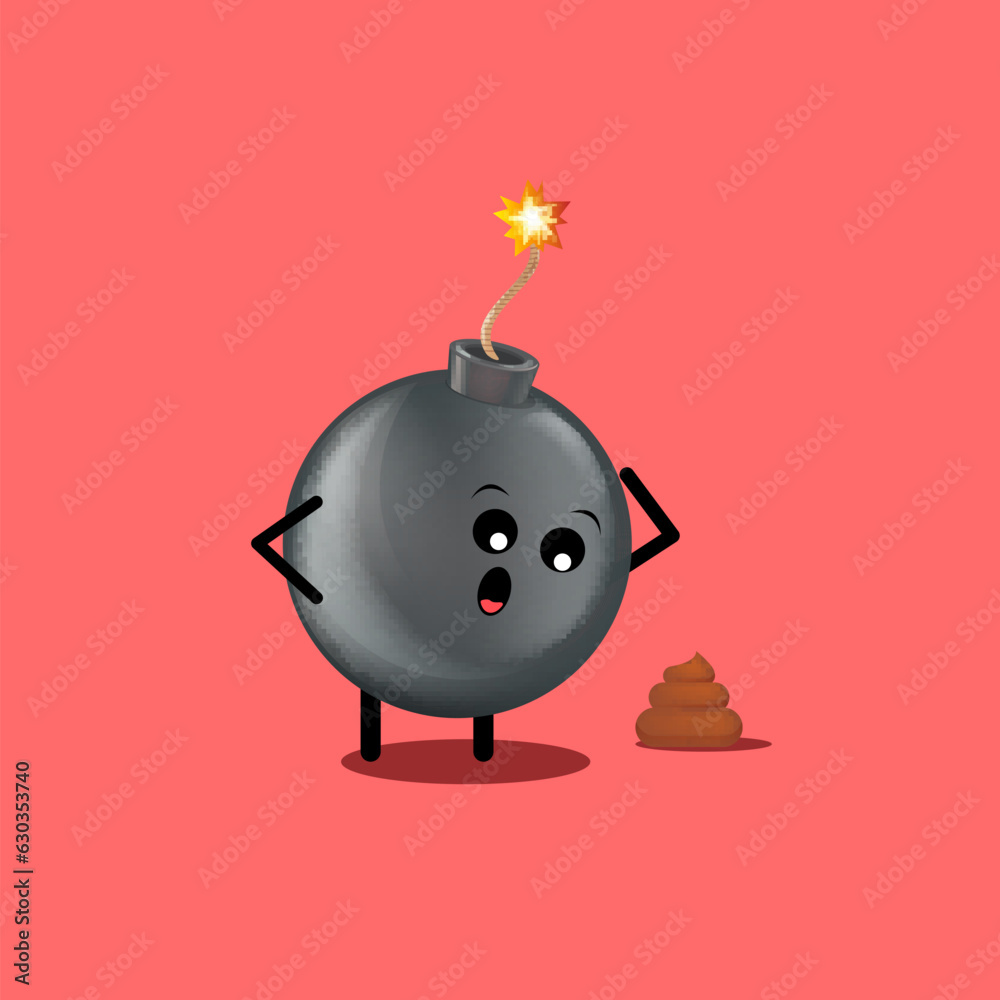 Cartoon retro bomb characters isolated on pink background. Funky tiny ...