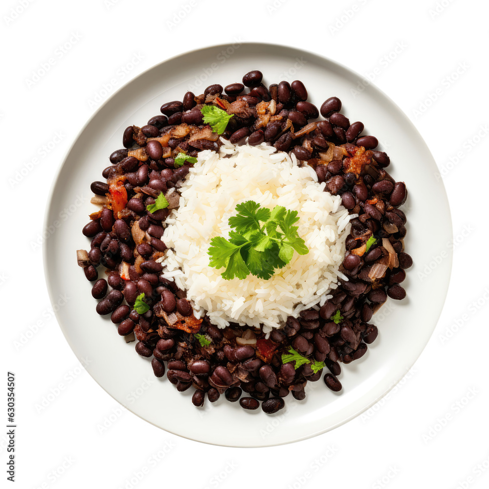 Moros Y Cristianos Black Beans And Rice Cuban Cuisine On White Plate On ...