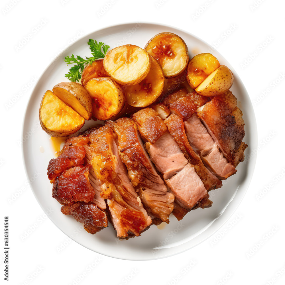 Pernil Asado Roast Pork Shoulder Cuban Cuisine On White Plate On ...