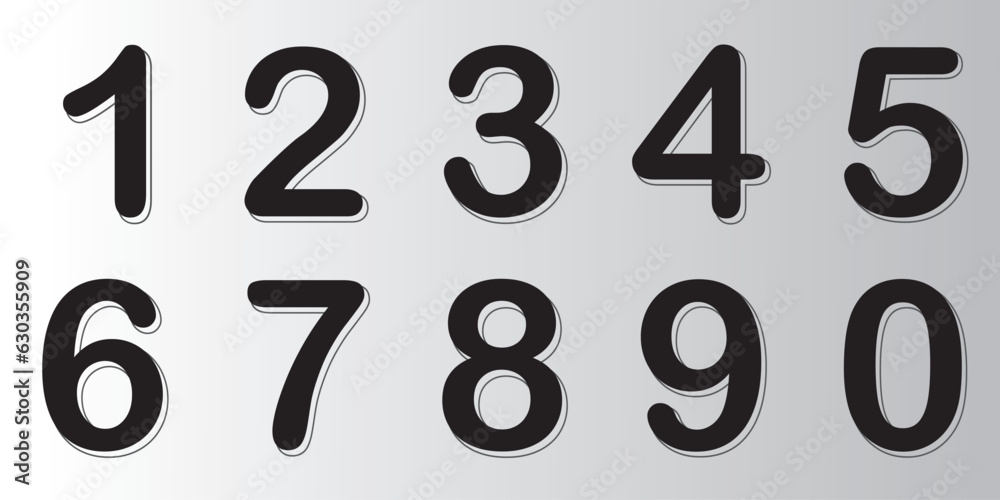 assorted digital custom vector numbers. minimum. Color gradation. Dark ...