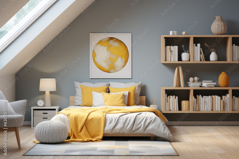 Modern minimalist style,bedroom,window ledge platform with built-in ...