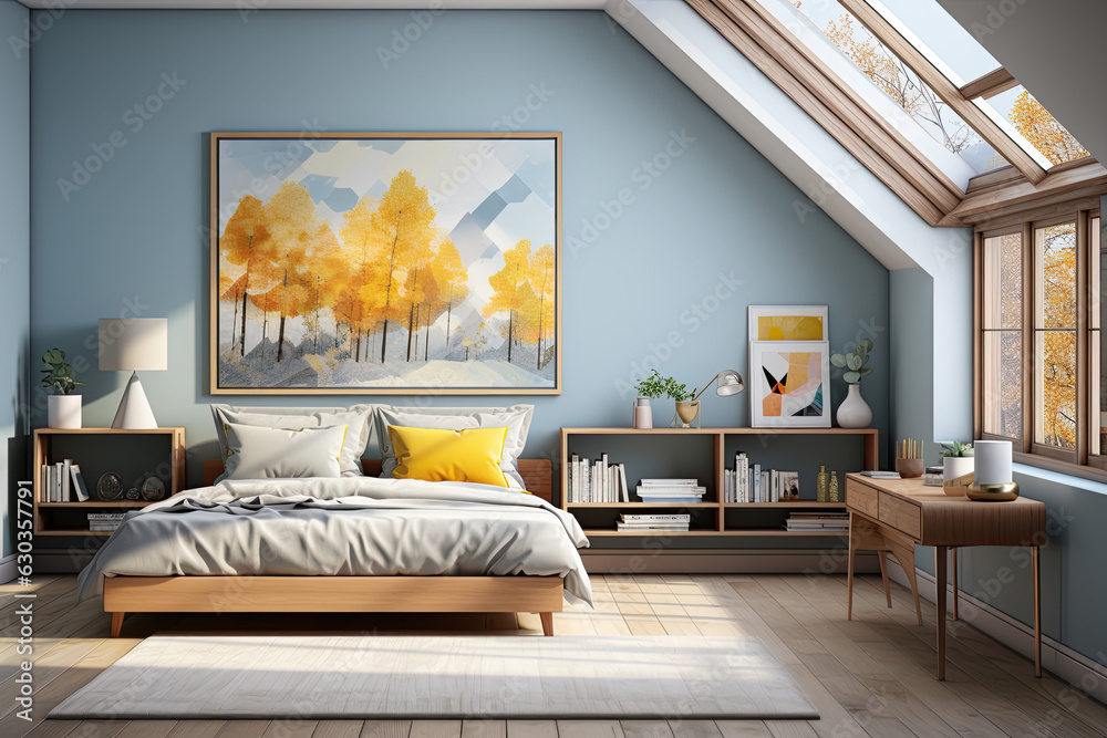 Modern minimalist style,bedroom,window ledge platform with built-in ...