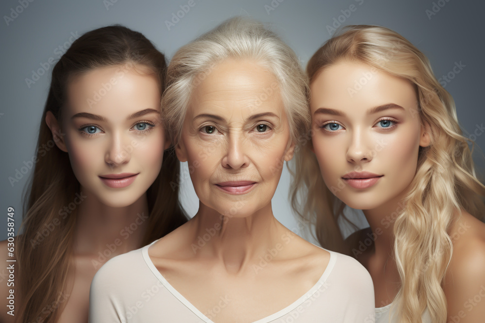 Close-up Group of Models of Various Ages with Beautiful and Well ...