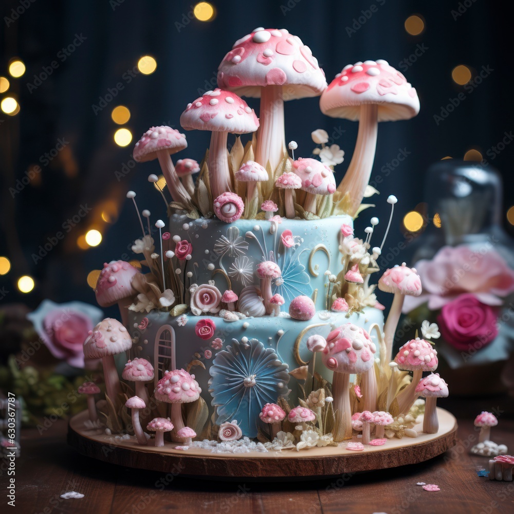 Magical incredible huge fairy tale birthday cake decorated with sweets ...