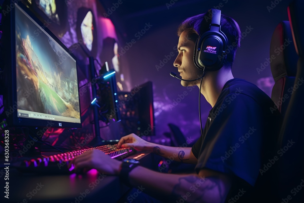 Competitive Gaming at Its Finest: An e-sports athlete engrossed in ...