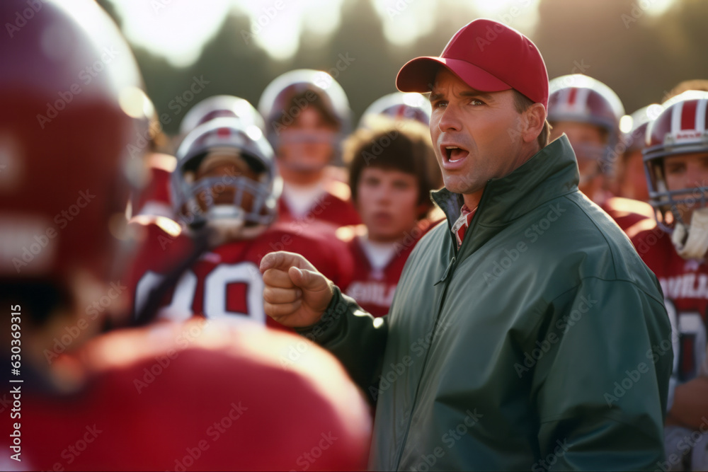 Inspiring high school football coach delivering a passionate speech ...