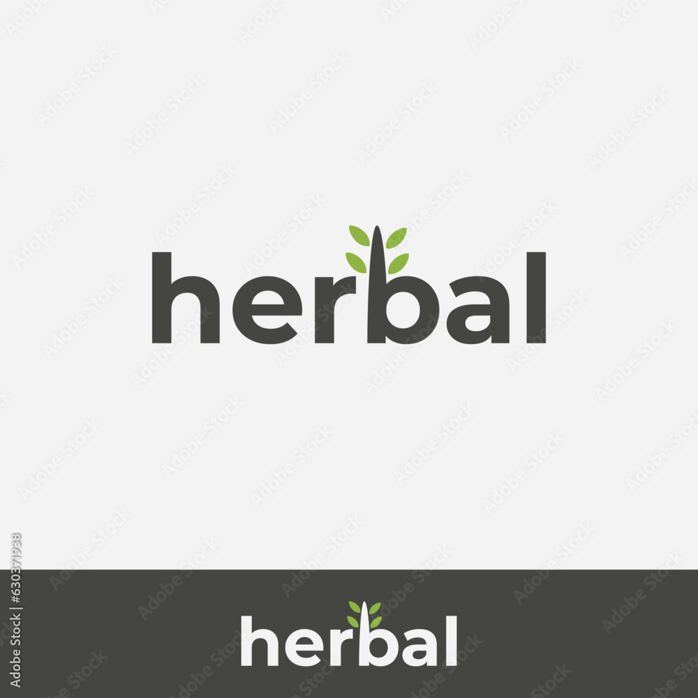 Herbs Logo with leaves logo identity. Simple leaves and organic logo ...
