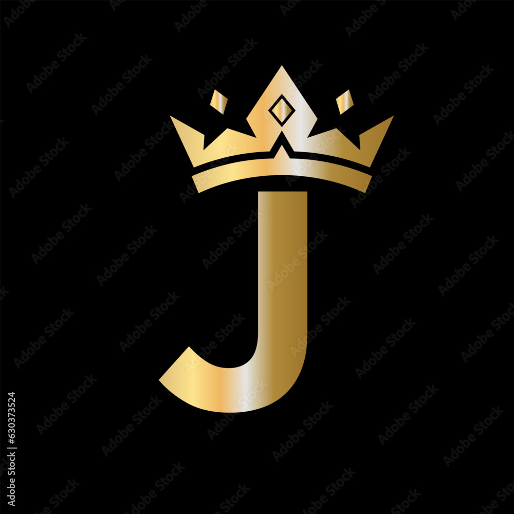 Letter J Crown Logo. Crown Logo on Letter J Vector Template for Beauty ...