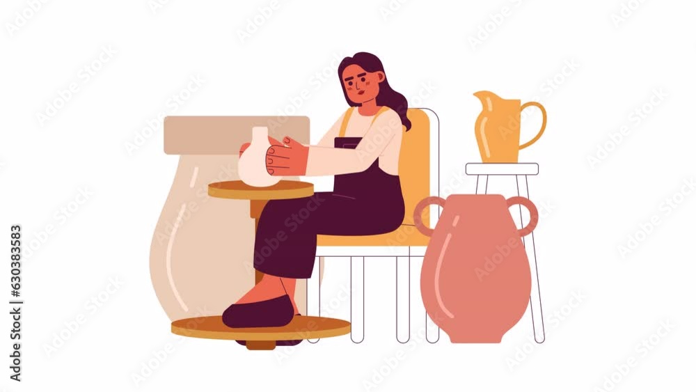 Pottery hobby cartoon animation. Artisan handicraft 4K video motion ...