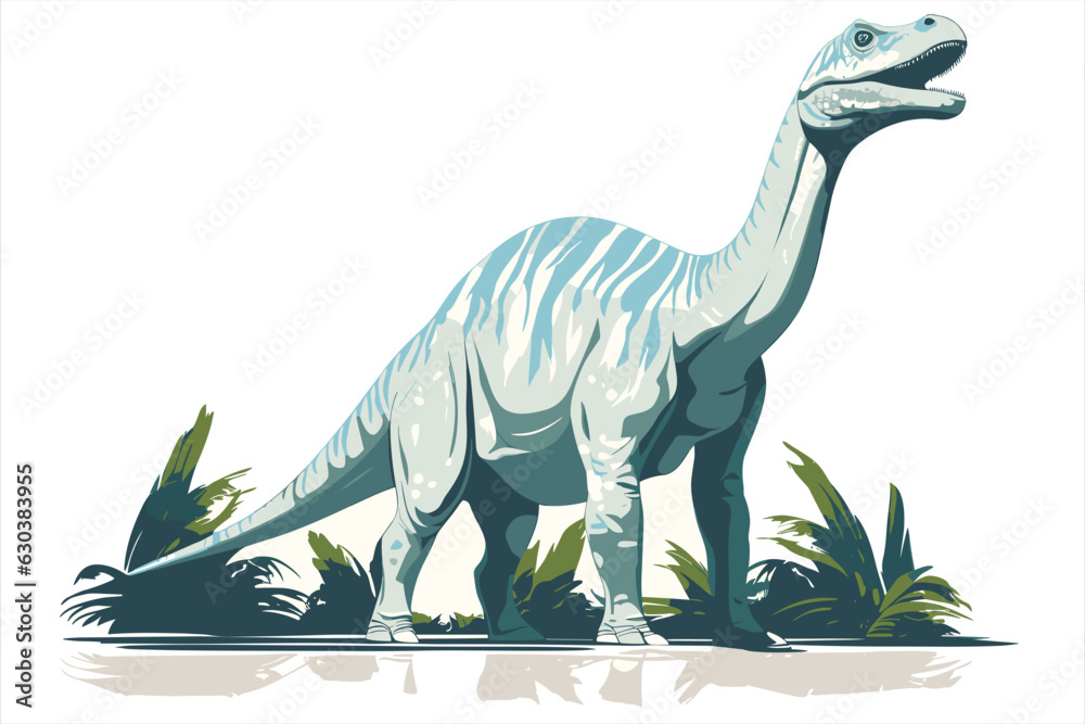 Diplodocus vector art still life painting flat illustration Stock ...