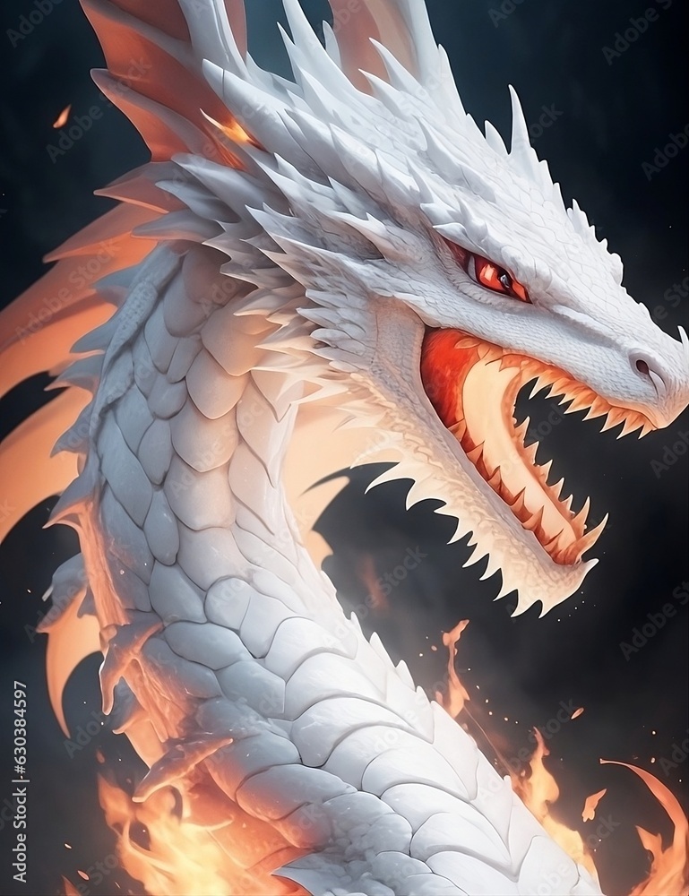 A white dragon is a majestic and mythical creature with a stunning ...