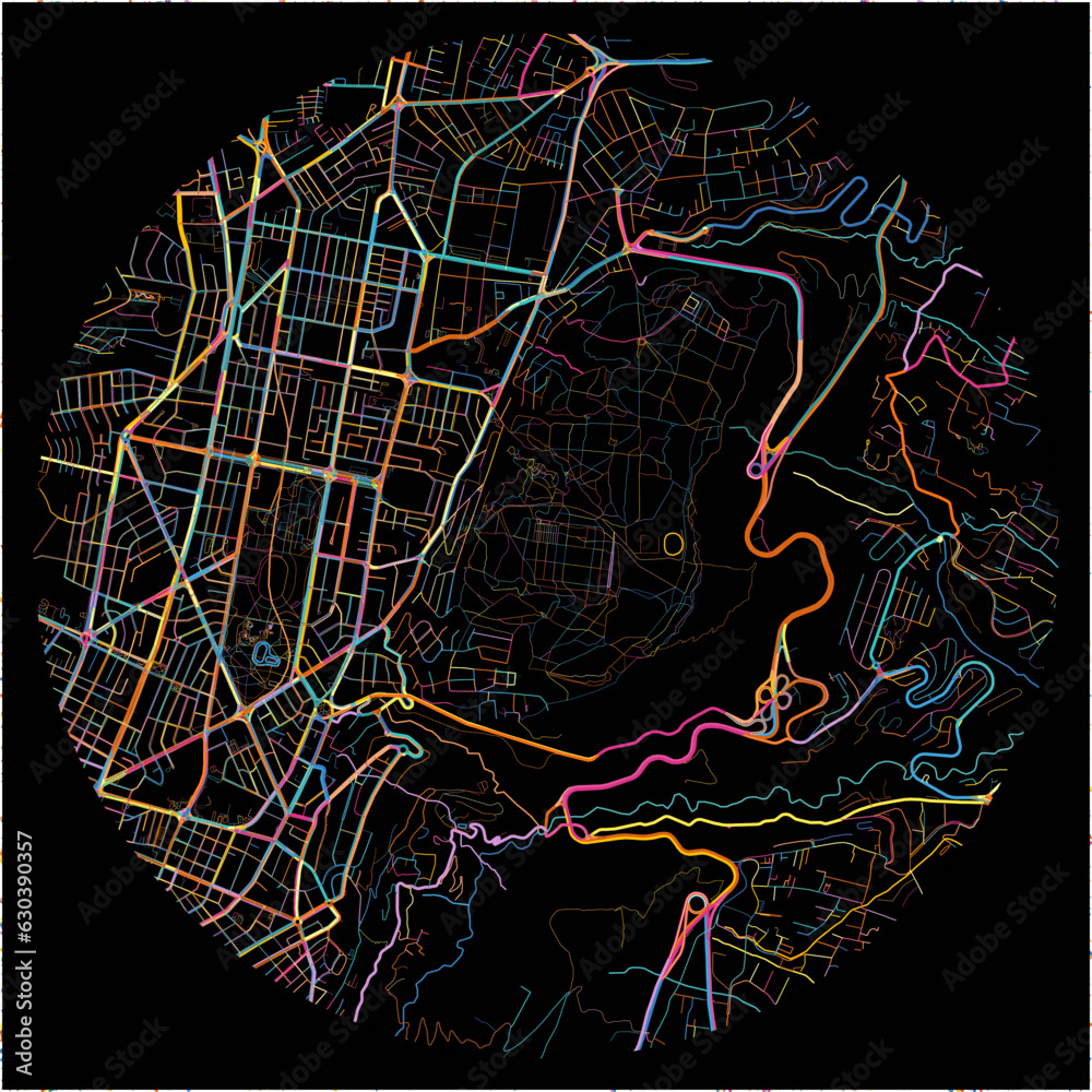 Colorful Map of Quito with all major and minor roads. Stock Vector ...
