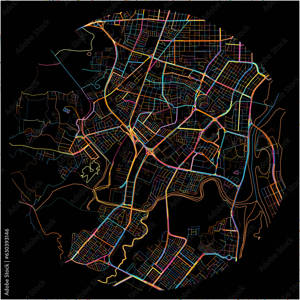Colorful Map of Aracaju with all major and minor roads. Stock Vector ...