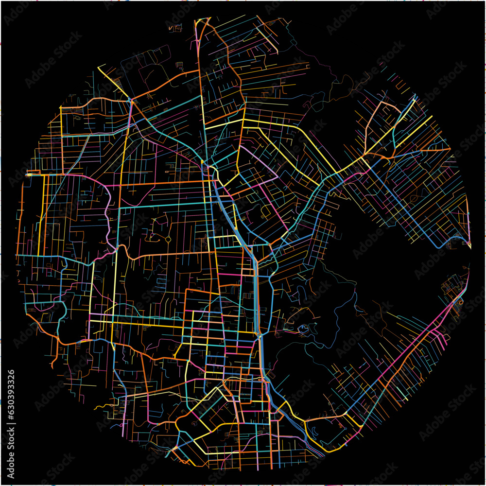 Vetor de Colorful Map of Joinville with all major and minor roads. do ...