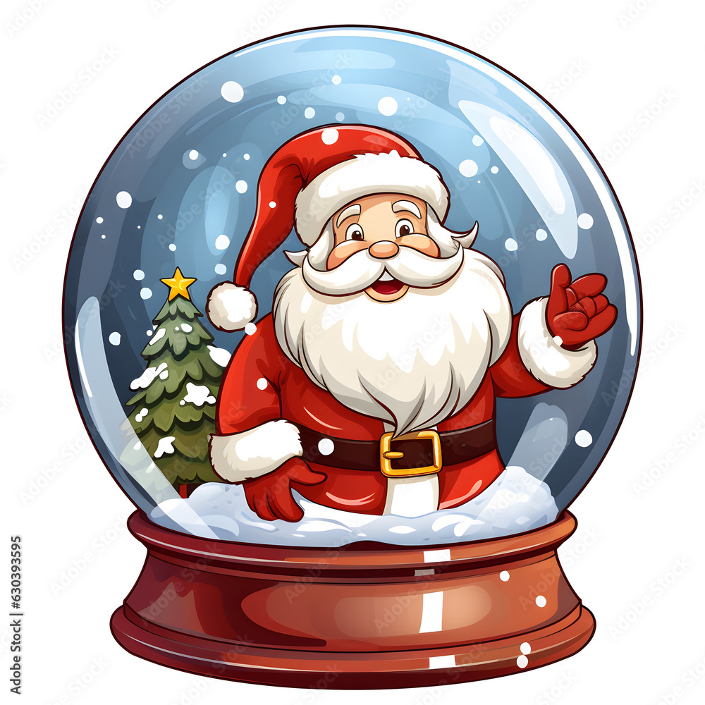 Cartoon clipart of Santa with a magic snow globe granting wishes Stock ...