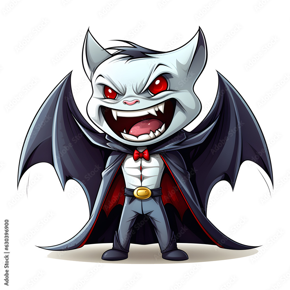 Cartoon clipart of vampire with sharp fangs and a cape, transparent ...