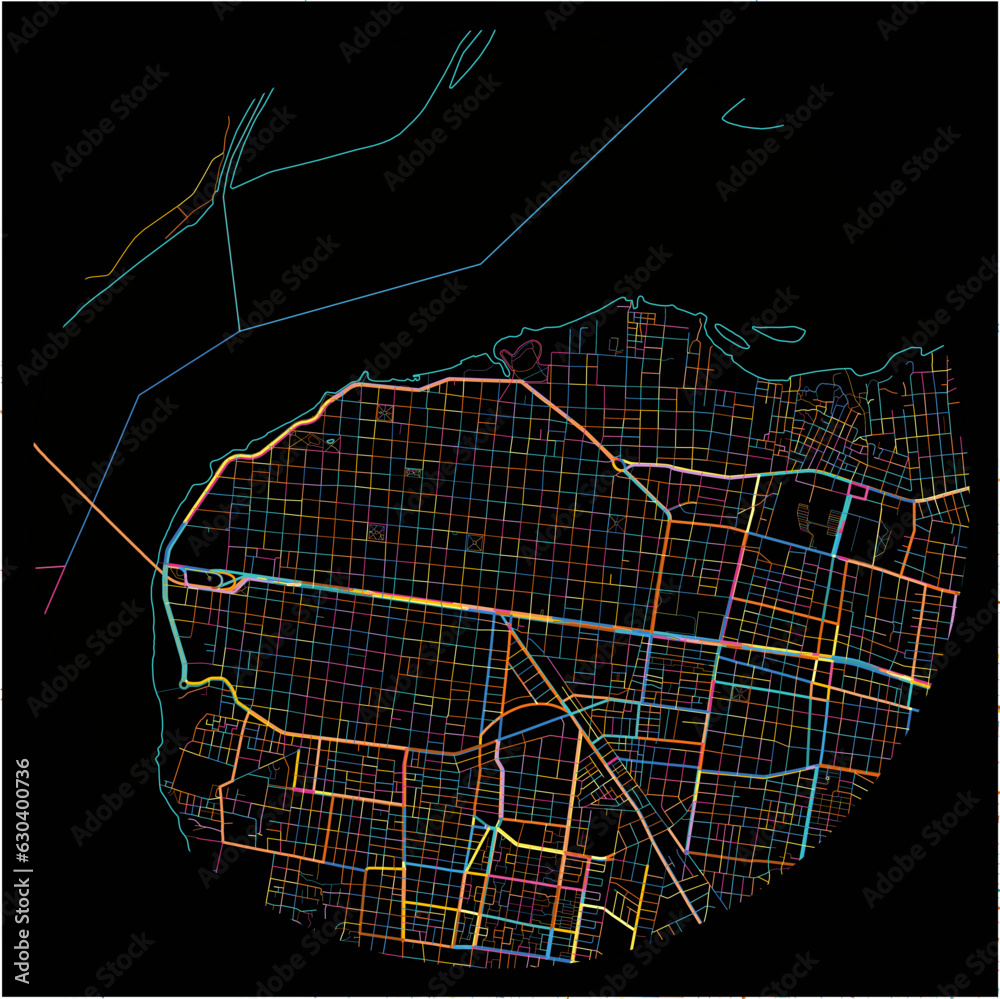 Colorful Map of Corrientes with all major and minor roads. Stock Vector ...