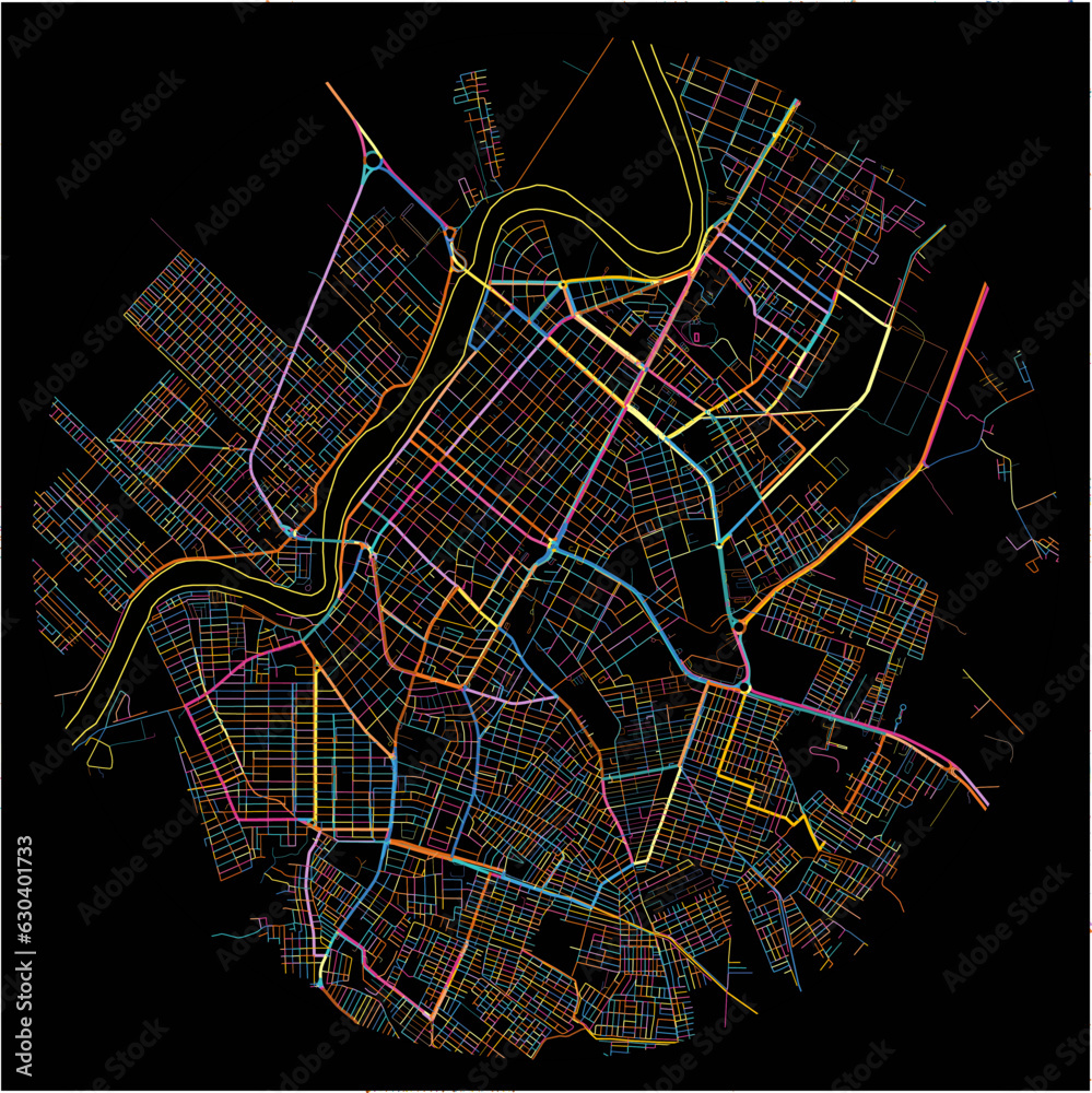 Colorful Map of Monteria with all major and minor roads. Stock Vector ...