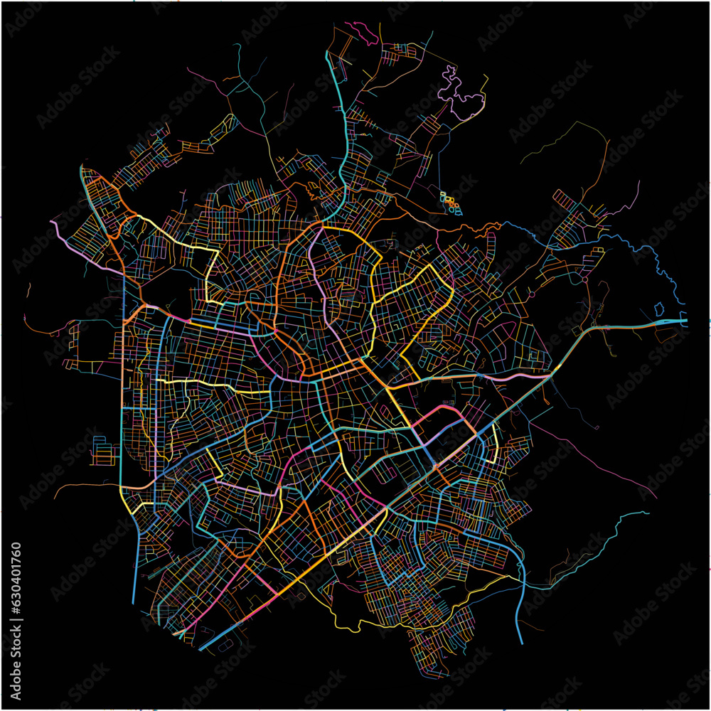 Colorful Map of Sincelejo with all major and minor roads. Stock Vector ...