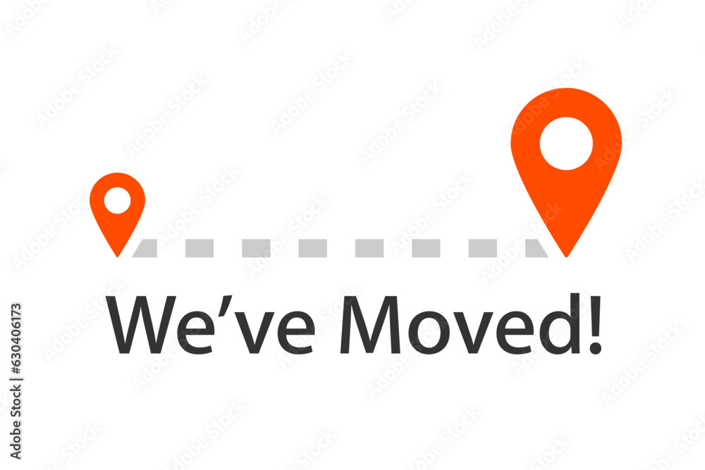 Weve Moved message icon. Clipart image isolated on white background ...