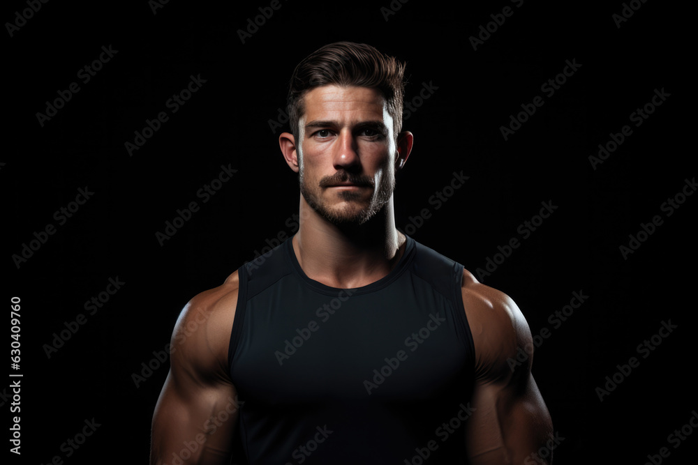 Concentrated Man Rower Standsa Black Background . Concentrated Man ...