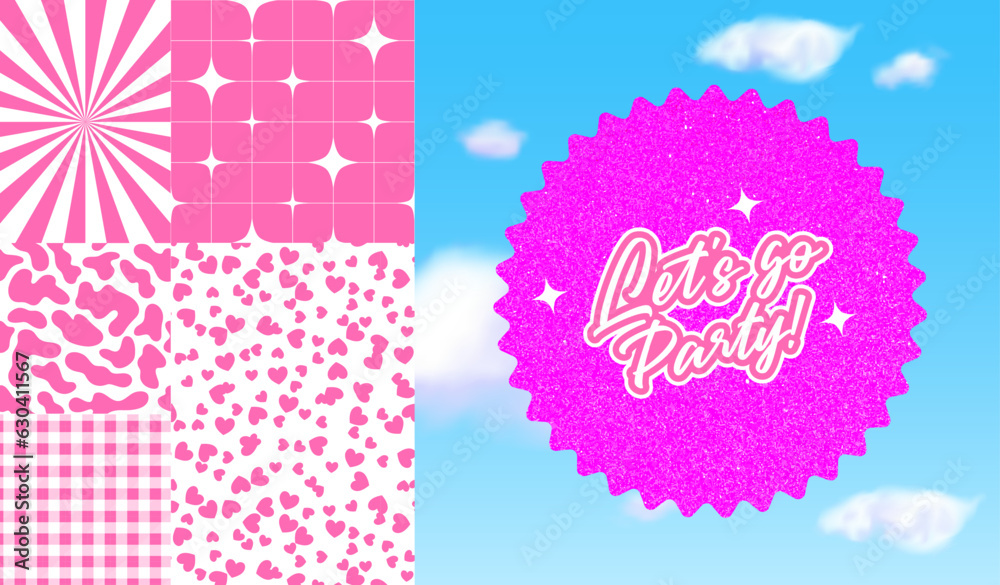 Set of Trendy Barbie Doll Elements. Vector Pink Cartoon Illustrations ...