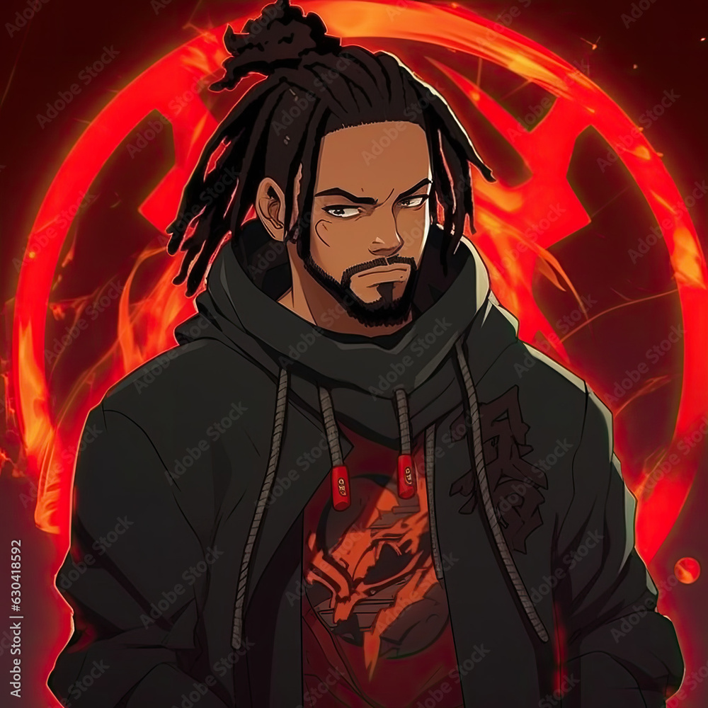 Anime-Styled Male Character with Dreadlocks Profile Picture Created ...