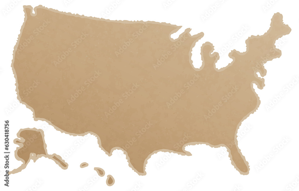 United States of America map vector. USA maps craft paper texture ...