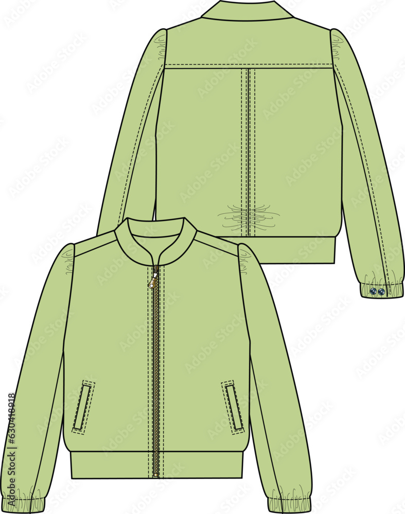 WIND BREAKER JACKET WITH MANDARIN COLLAR AND POCKETS FRONT AND BACK FOR ...