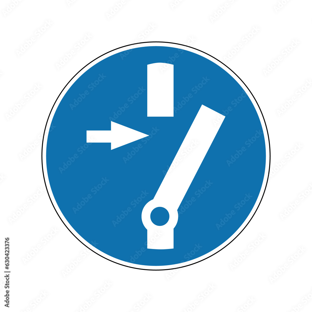 Disconnect before maintenance or repair. Mandatory sign. Round blue ...